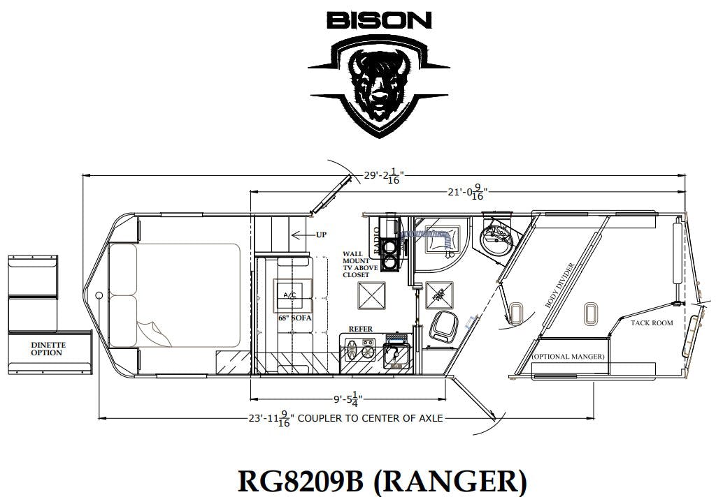 Stock #59446 - Bison 21ft Ranger 2 Horse Trailer w Living Quarters RG8209B